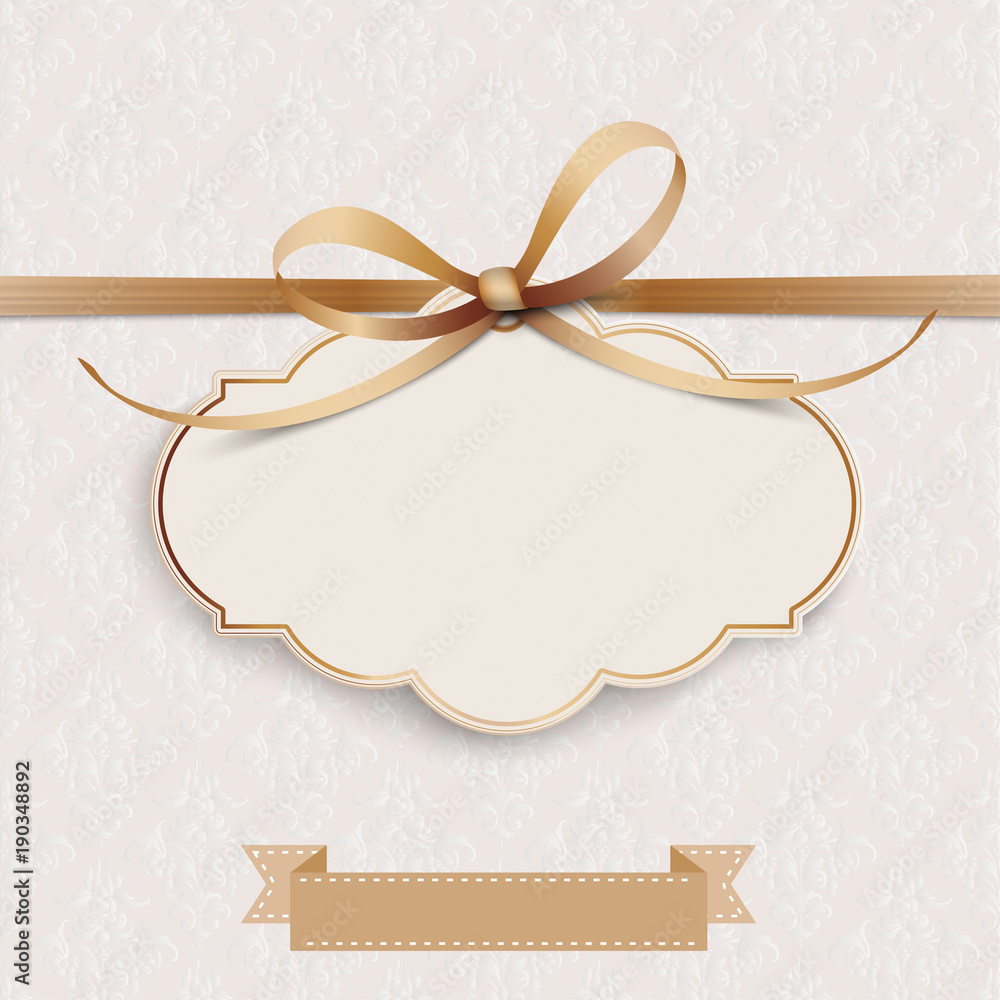 Glückwunschkarte mit Band und Sticker auf edlen Ornamenten Stock Vector ...