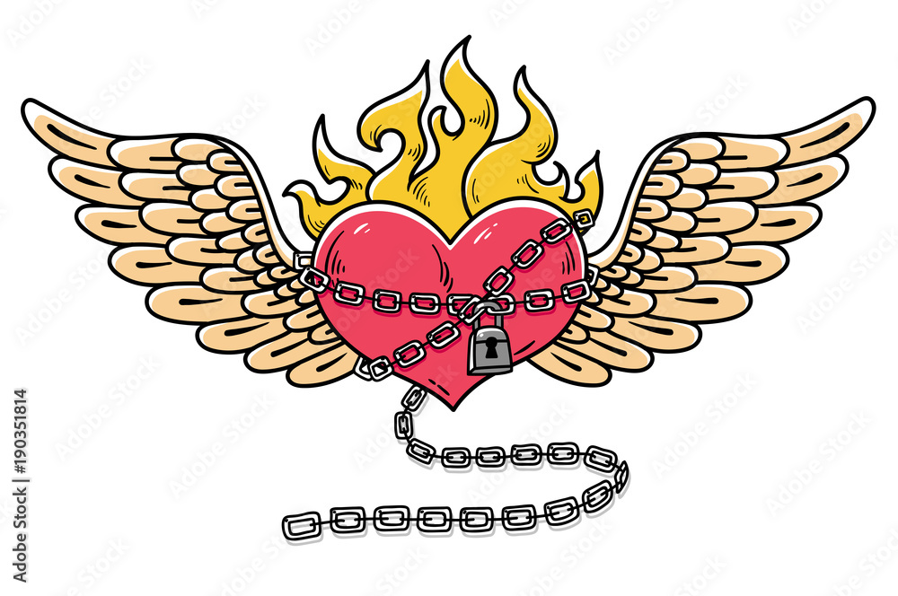 Real Heart Tattoo With Chains