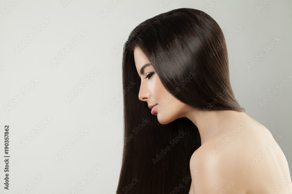 Beautiful Hair Woman for Beauty Salon Background. Young Model Girl with ...