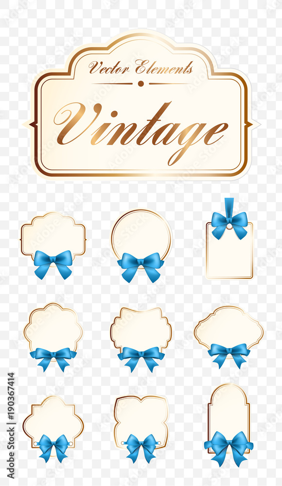 Set of High Quality Vintage Labels on Transparent Background . Vector ...