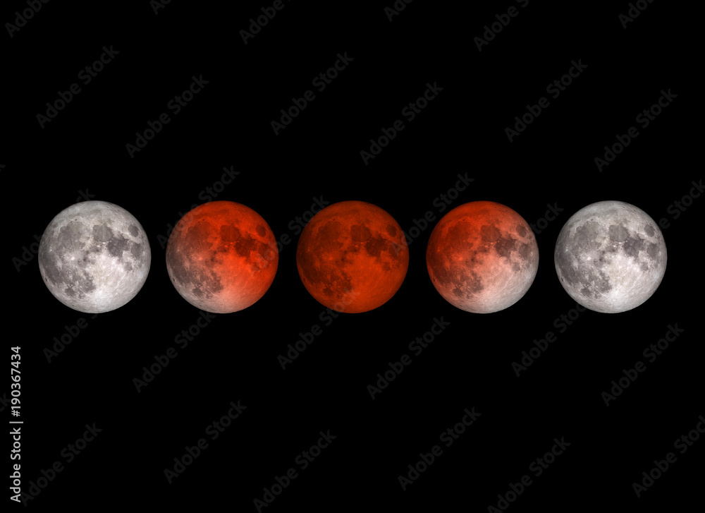 Blood moon or super moon concept or red moon on the dark sky on January ...