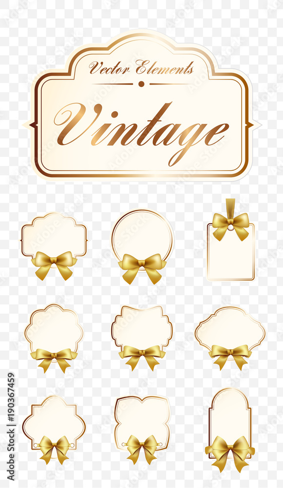 Set of High Quality Vintage Labels on Transparent Background . Vector ...