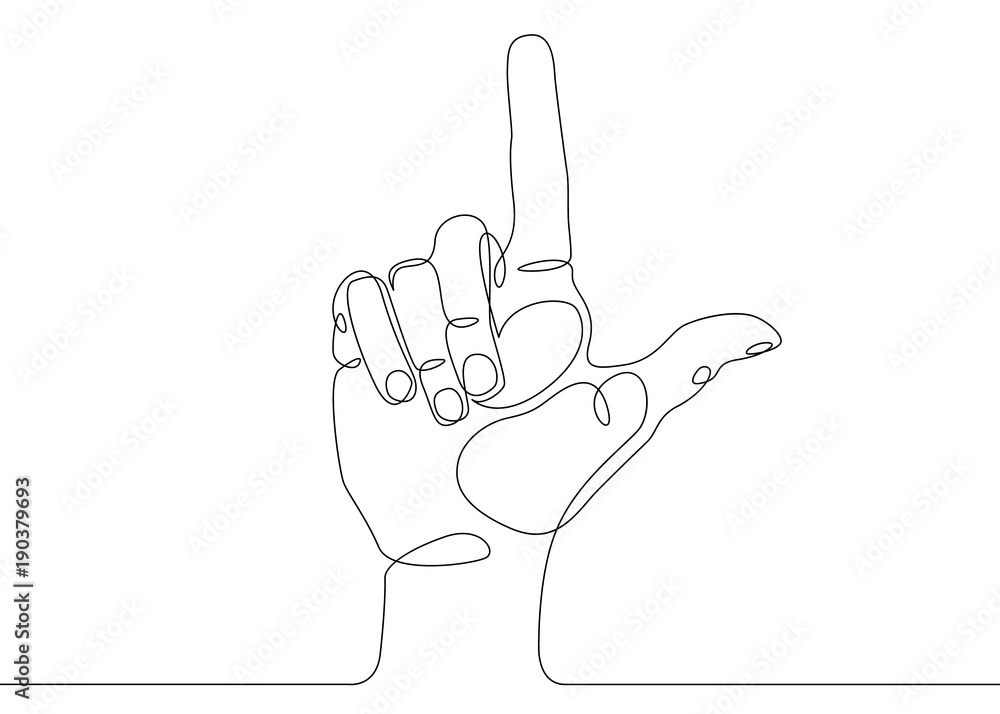 continuous line drawing Hand pointing direction finger Stock Vector ...