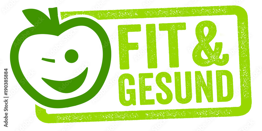 Stempel mit Apfel Fit und Gesund Stock Photo | Adobe Stock