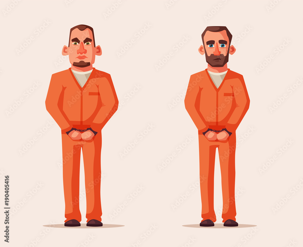 Prisoners in prison. Character design. Cartoon illustration Stock ...