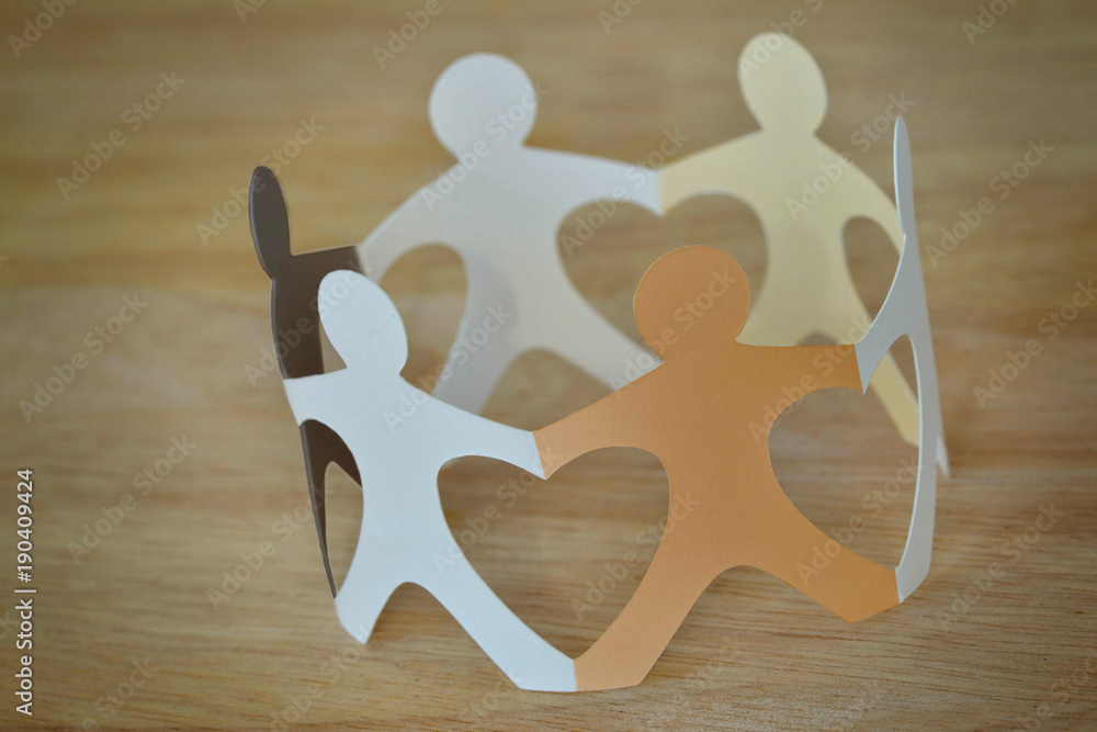 Paper people in a circle holding hands - Anti-racism and love concept ...