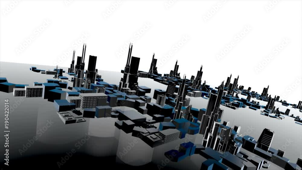 3D animation of growing city building and modern architecture ...