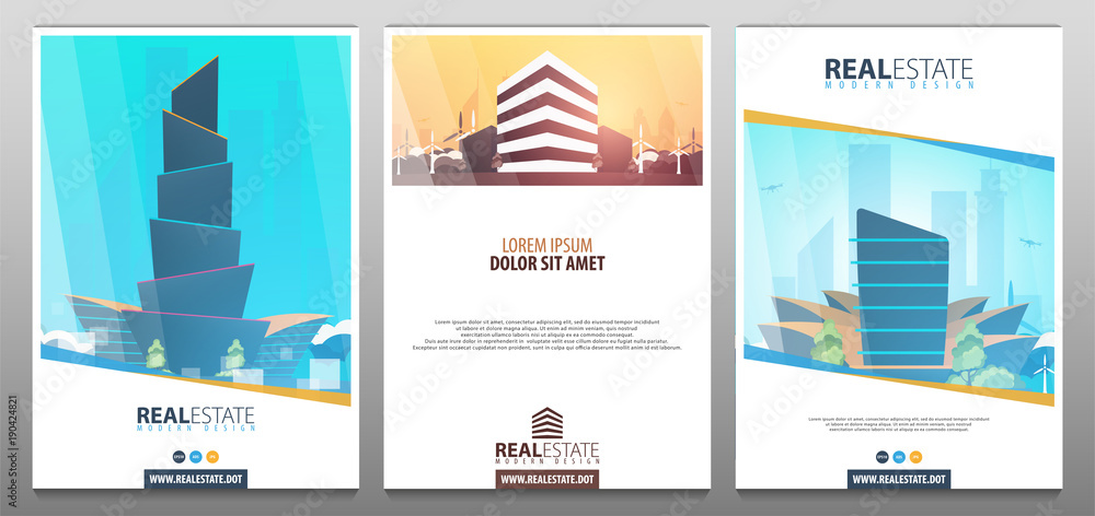 Set of Real Estate Business Brochure. Flyer Design. Leaflets a4 ...