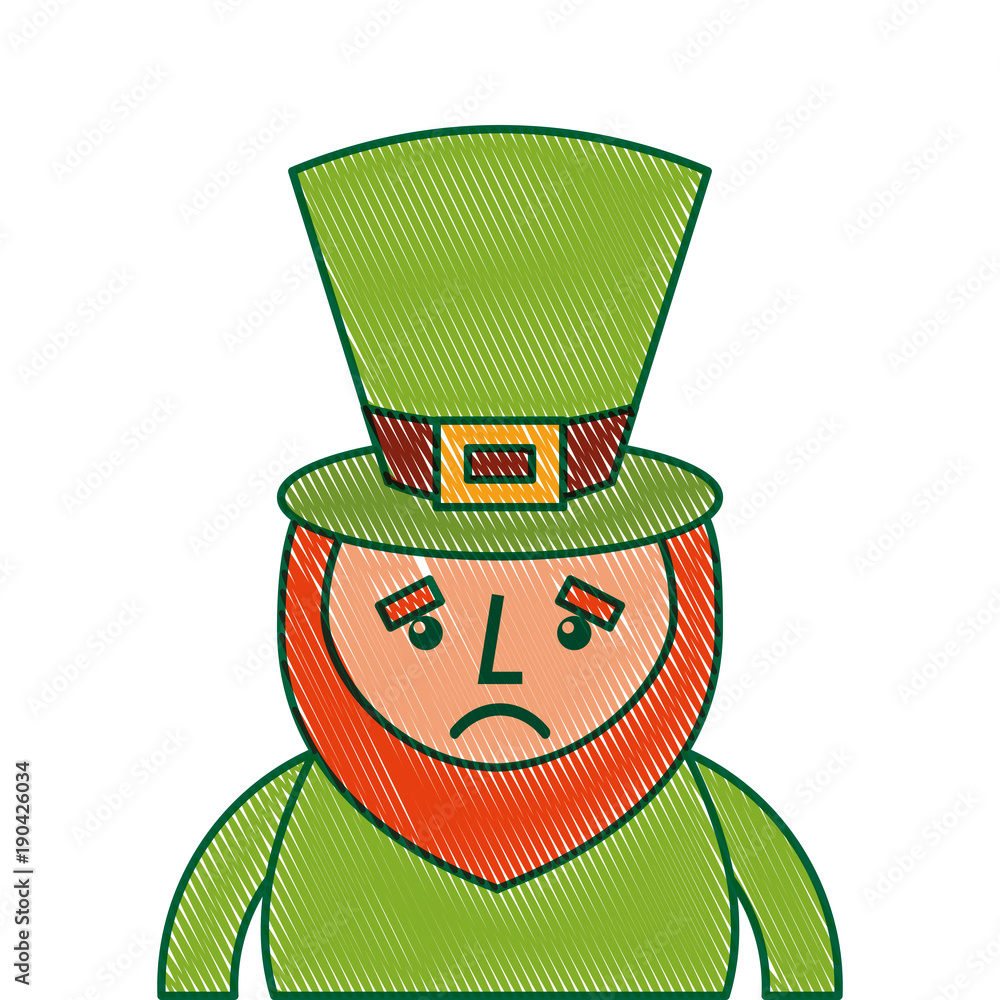 st. patricks day portrait of a sad leprechaun vector illustration Stock ...