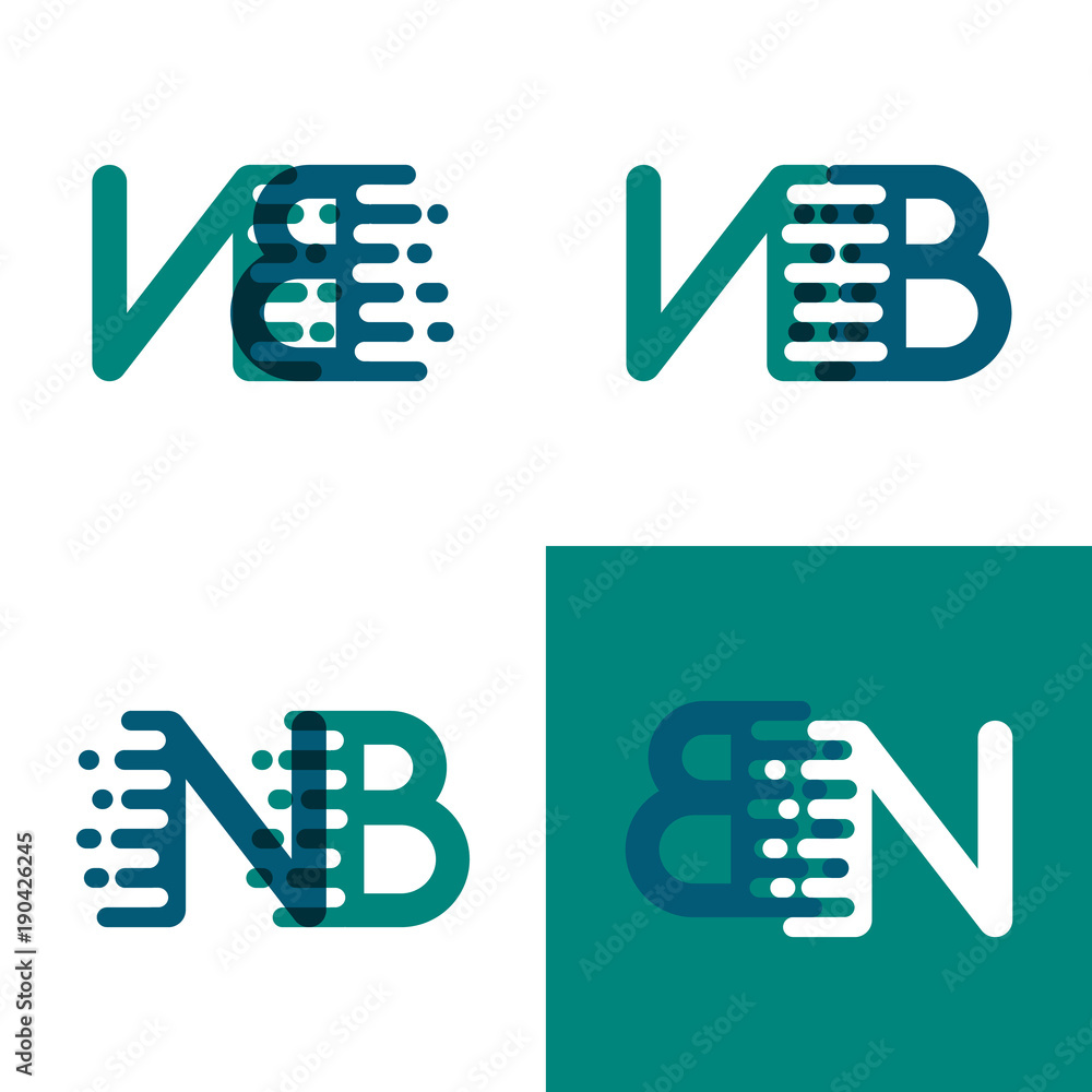 NB letters logo with accent speed in green and dark purple Stock Vector ...