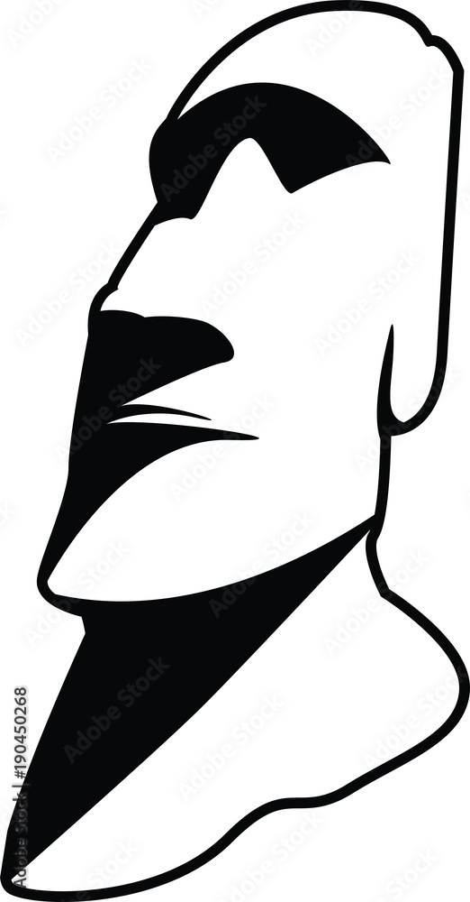 Moai Easter Island Black and White Vector soft outline Stock Vector ...