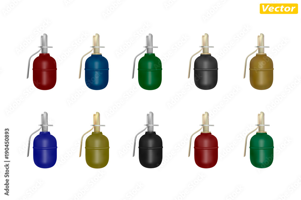 grenade in vector isolated on white background photo realistic Stock ...
