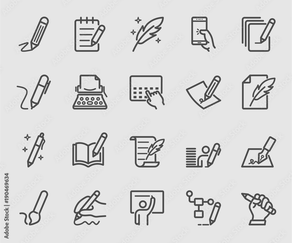 Writing, Signature, Note line icon set Stock Vector | Adobe Stock