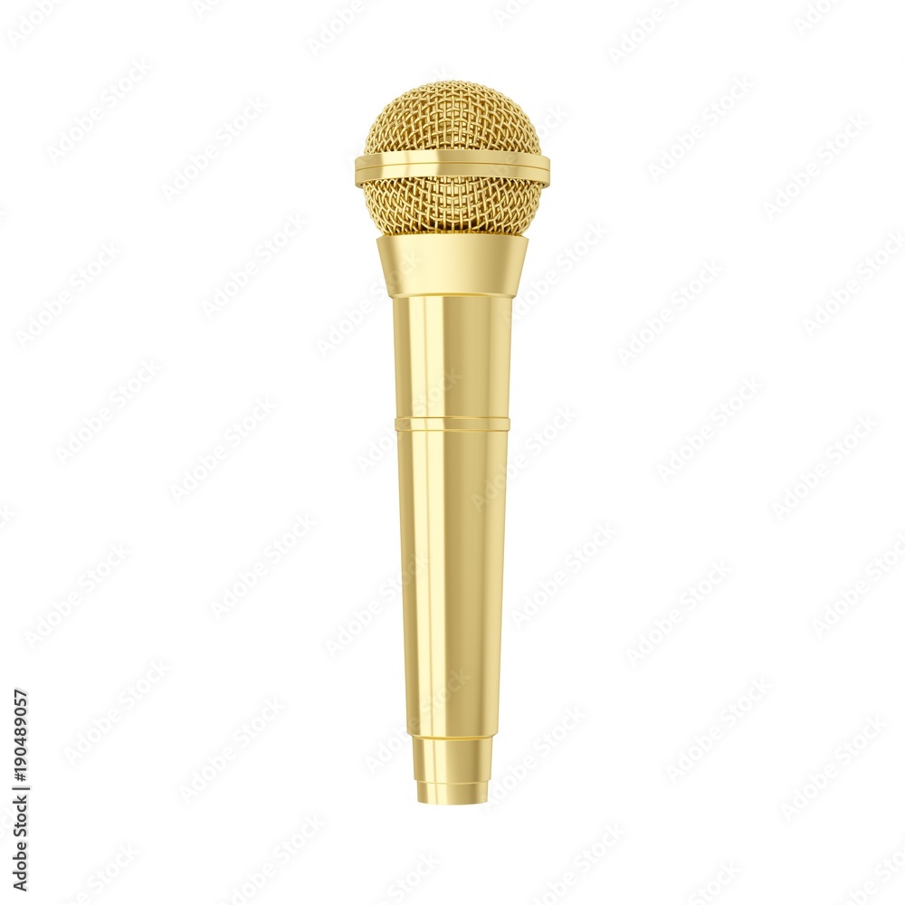 3d rendering golden microphone isolated Stock Illustration | Adobe Stock