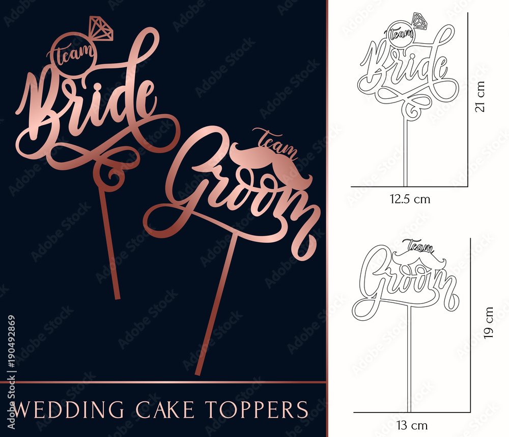 team Bride and team Groom cake toppers for laser or milling cut ...