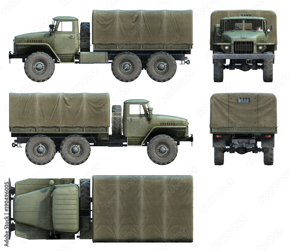 3d-renders of Soviet army truck URAL-4320 Stock Illustration | Adobe Stock