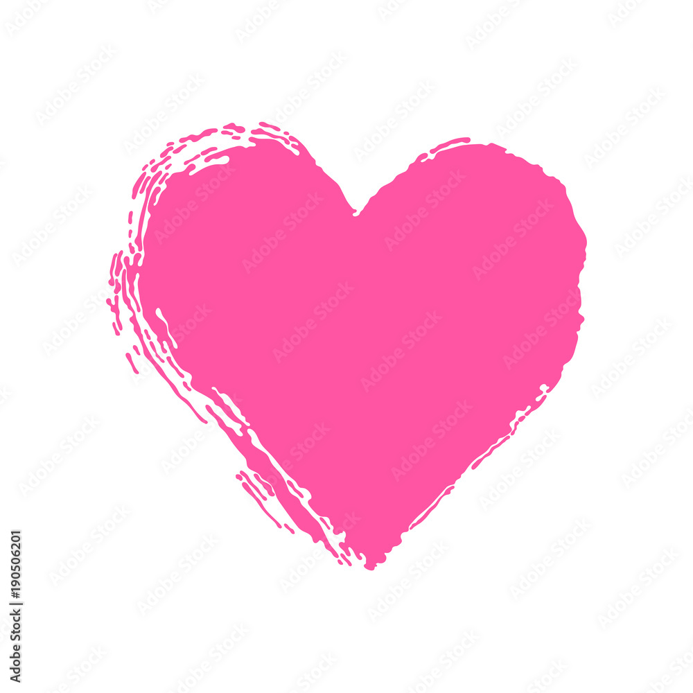 Pink heart. Splashes and drops. Isolated vector object on white ...