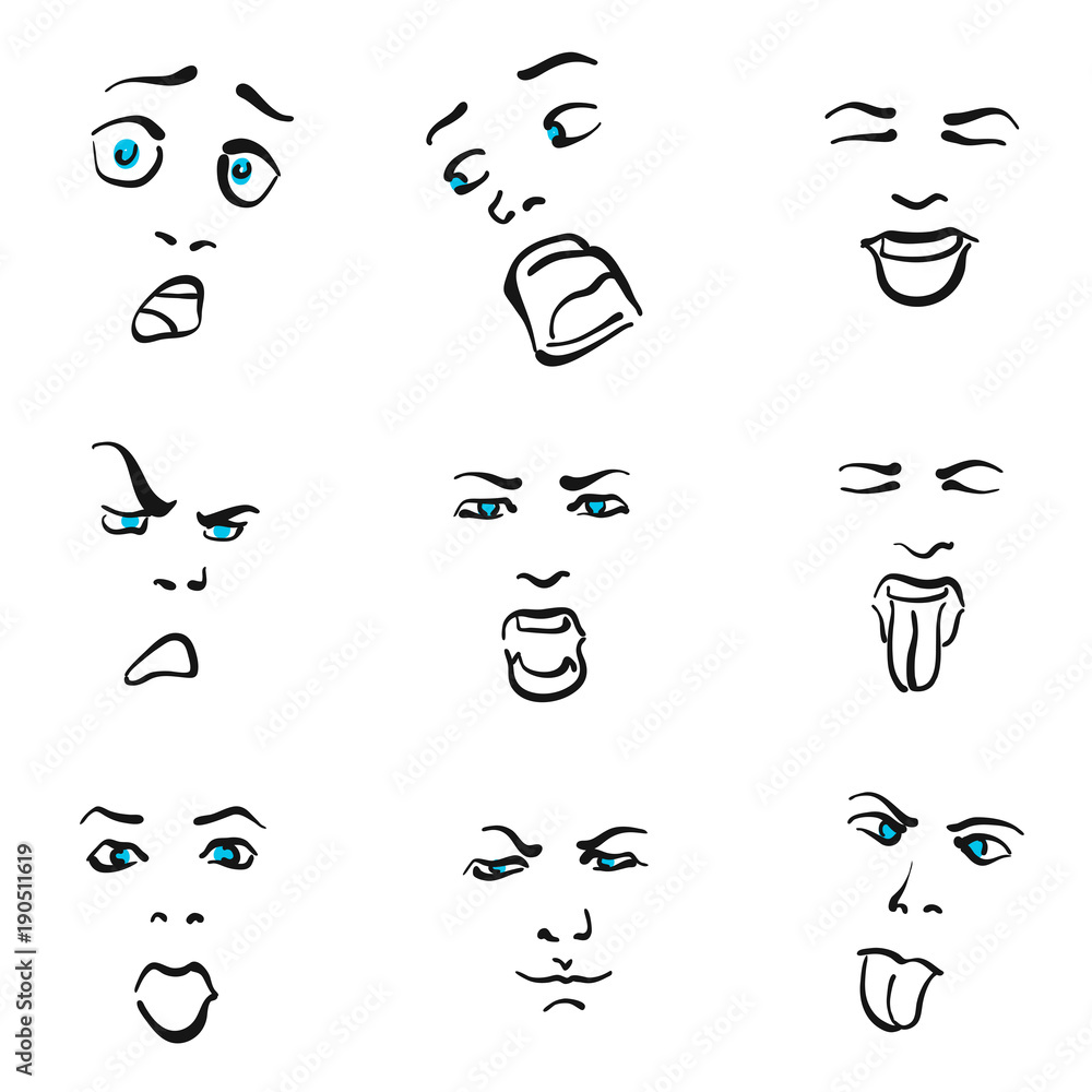 Nine Impressive Emoticon icons Stock Vector | Adobe Stock
