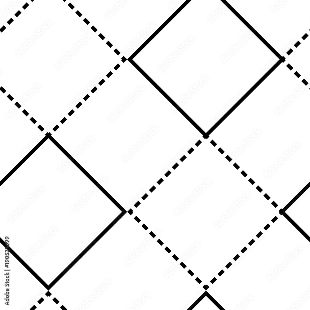 Geometric seamless pattern with squares. Lattice with thin and dashed ...