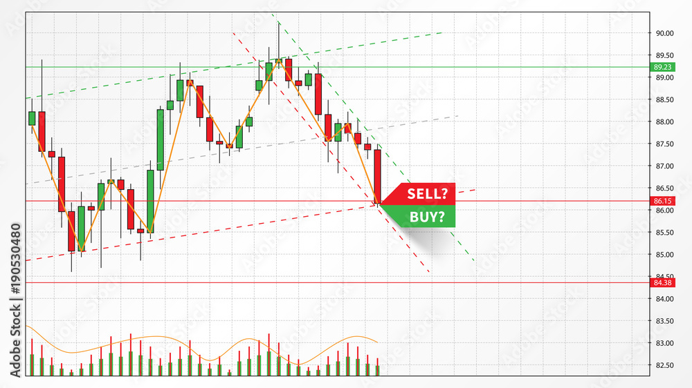 Stock market candlestick graph vector illustration. Foreign currence ...