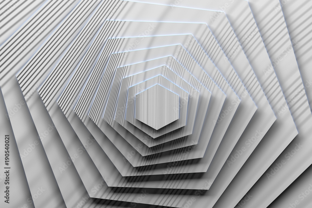 Rotation of hexagons with blue adges. Textured hexagon with linear ...