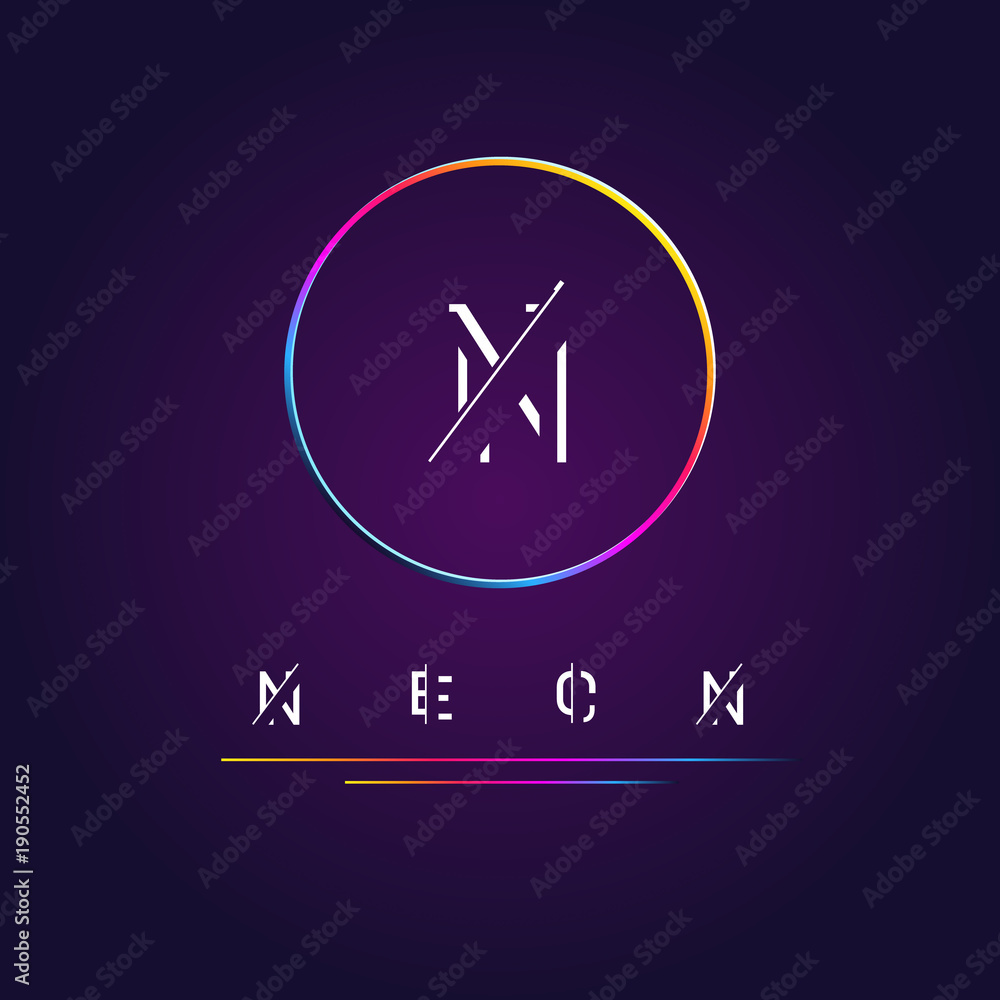 Neon circle logo with colorful gradient Stock Vector | Adobe Stock