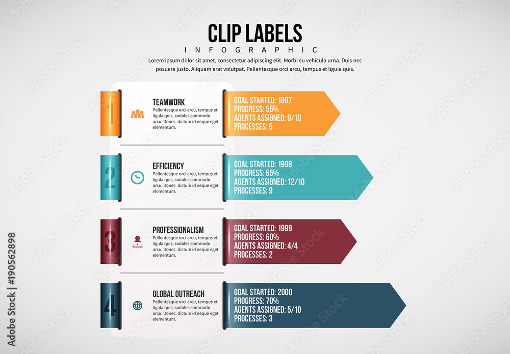 Arrow Clip Label Infographic 1 Stock Template | Adobe Stock
