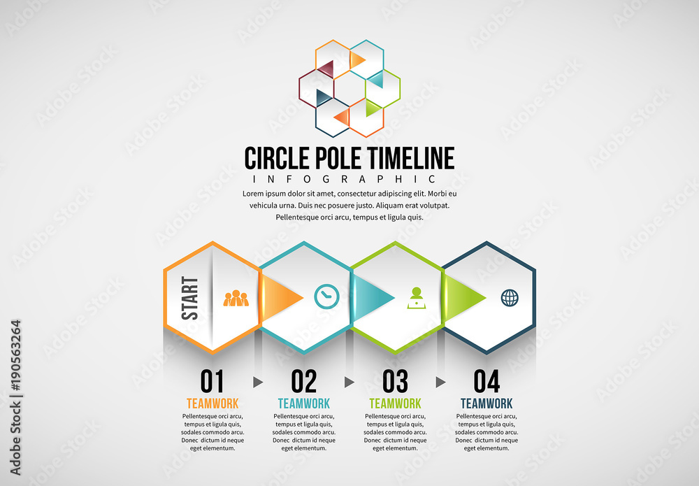 Hexagonal Tile Infographic 5 Stock Template | Adobe Stock