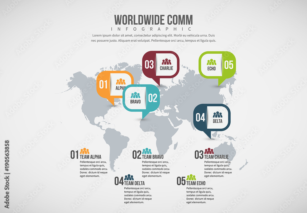 Map and Talk Bubble Infographic 1 Stock Template | Adobe Stock