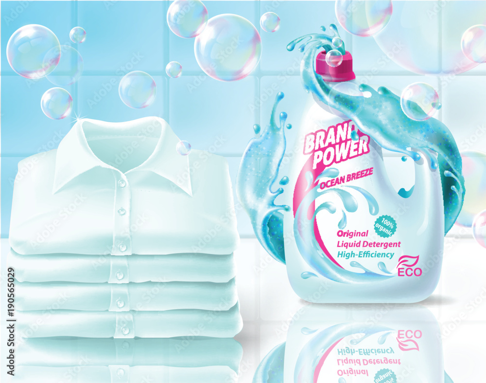 Vector realistic promo banner of washing powder, poster for advertising ...