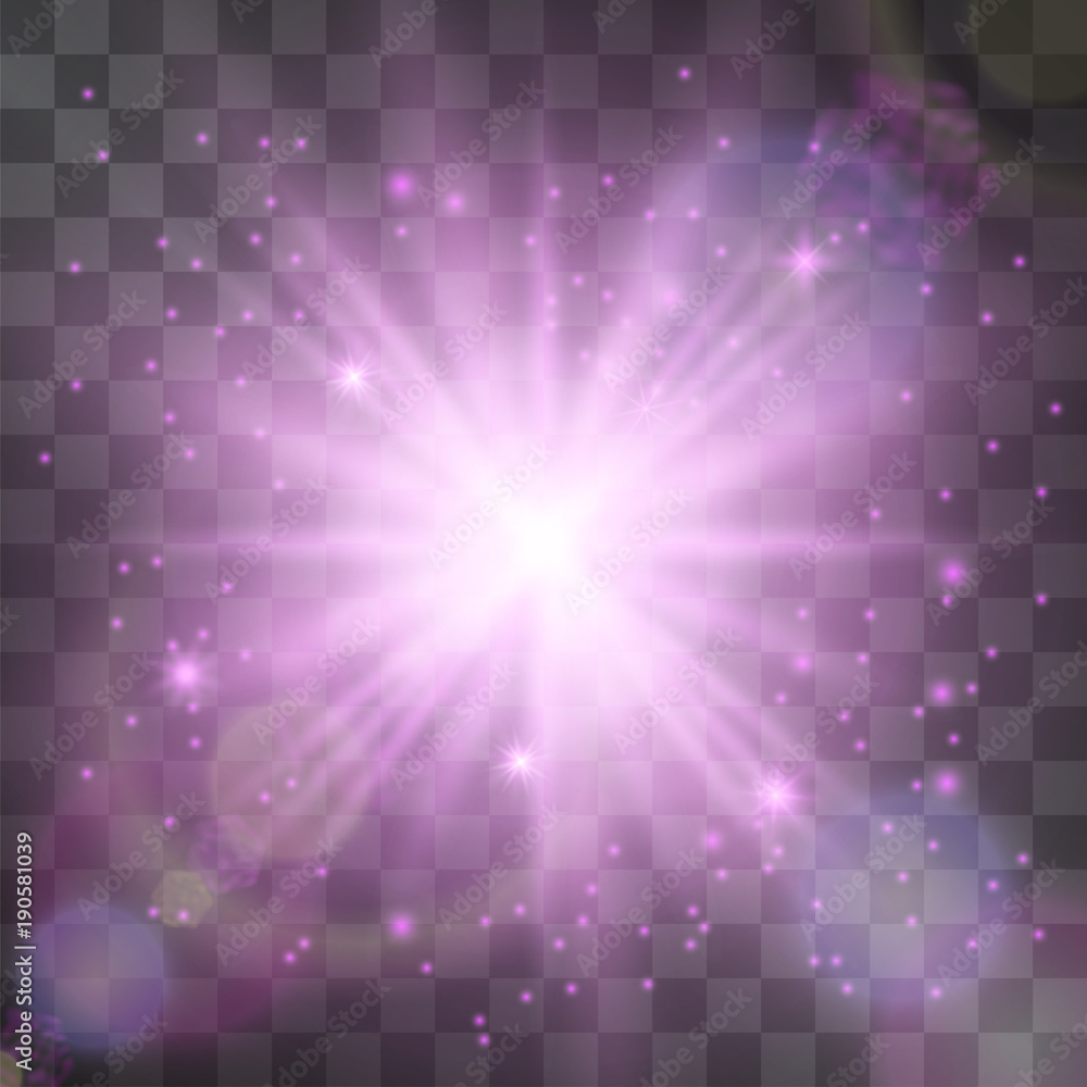 Magenta flare glow vector light effect, star with shining halo ...