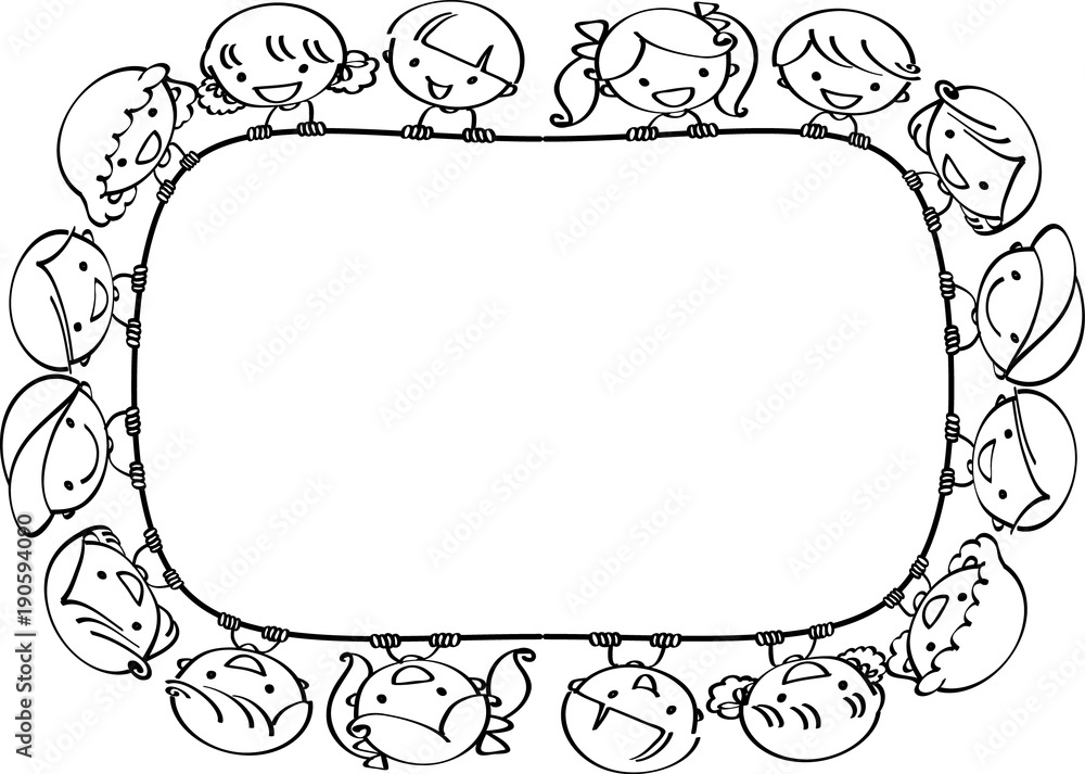 Children Clipart Border Black And White