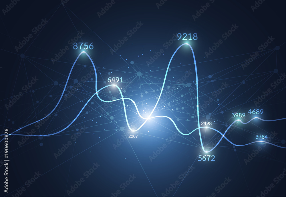 Abstract blue graphic technology background. Big data visualization ...