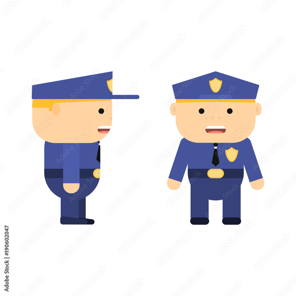 Police officer in cartoon style. Vector flat policeman. Patrolman in ...