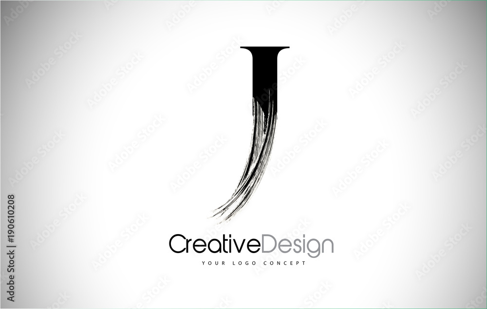 J Brush Stroke Letter Logo Design. Black Paint Logo Leters Icon. Stock ...