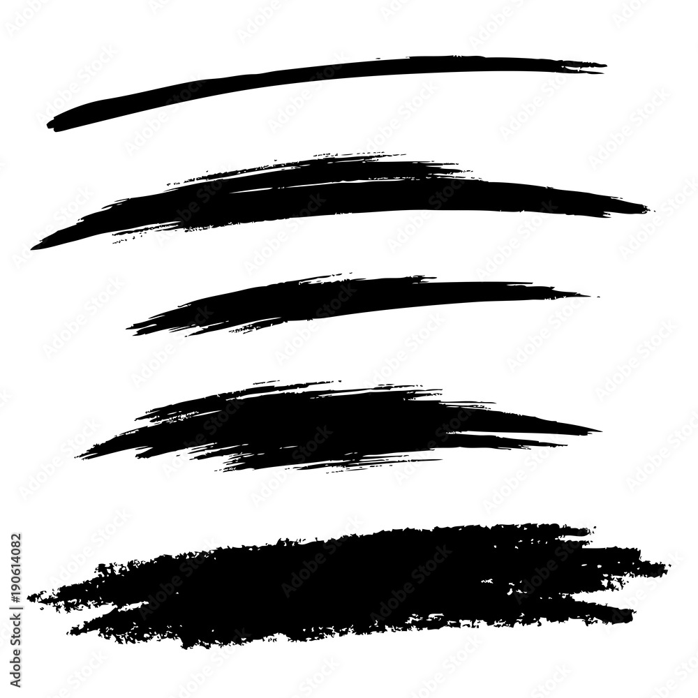 Set of Hand Drawn Grunge Brush Lines. Vector illustration. Stock Vector ...