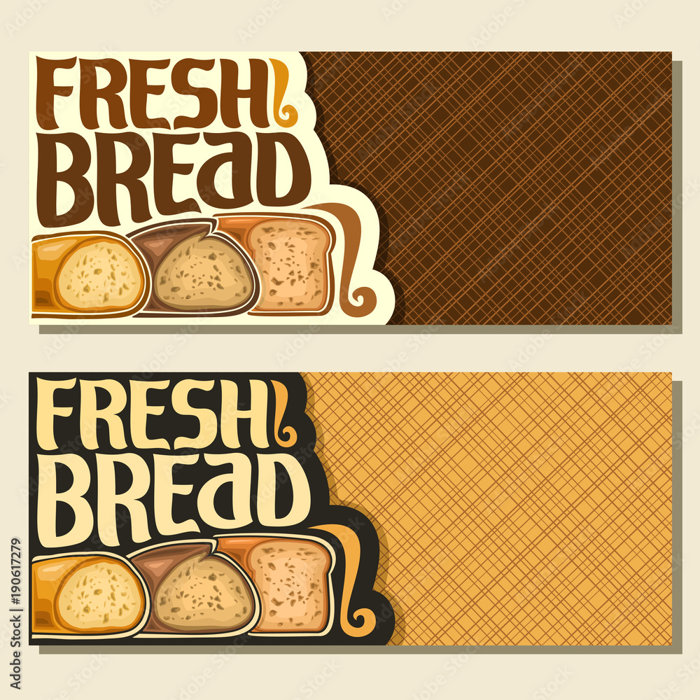 Vector banners for Bread with copy space, cut french wheat baguette ...