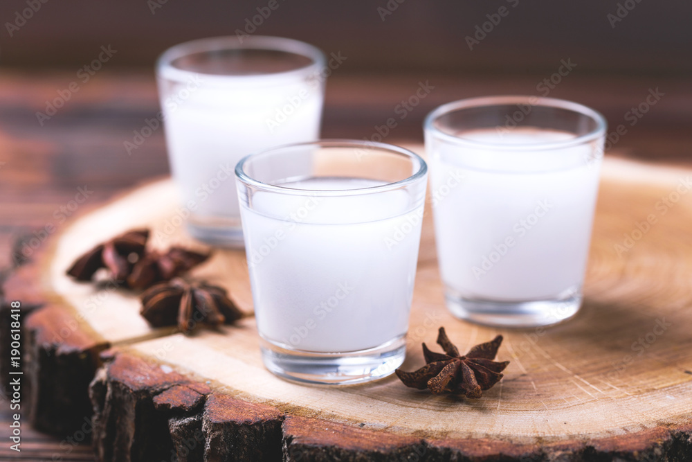 Alcohol Raki with anis. Turkish, Greek aperitif arak, Ouzo Stock Photo ...