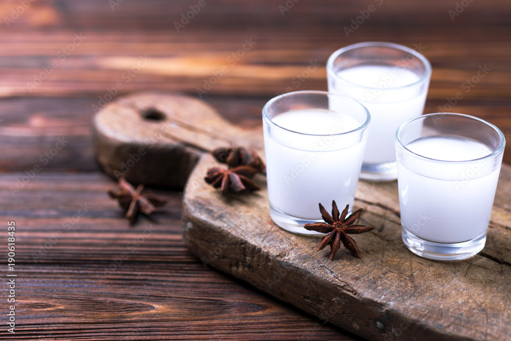 Alcohol Raki with anis. Turkish, Greek aperitif arak, Ouzo Stock Photo ...