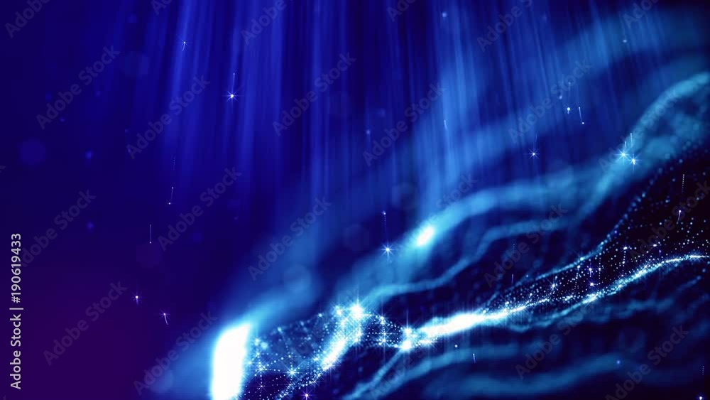 Virtual space with depth of field. Looped holographic blue background ...