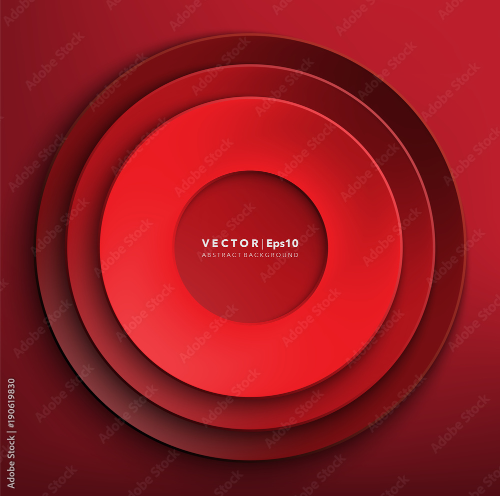 Abstract vector background. Red paper circles. Round paper frame ...