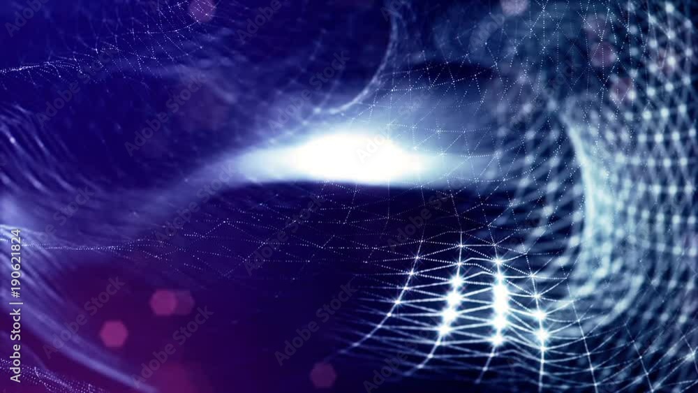 Virtual space with depth of field. Looped holographic blue background ...