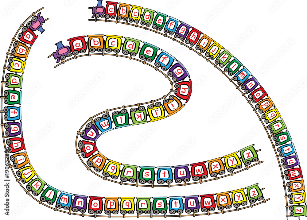 cartoon abc trains border Stock Illustration | Adobe Stock