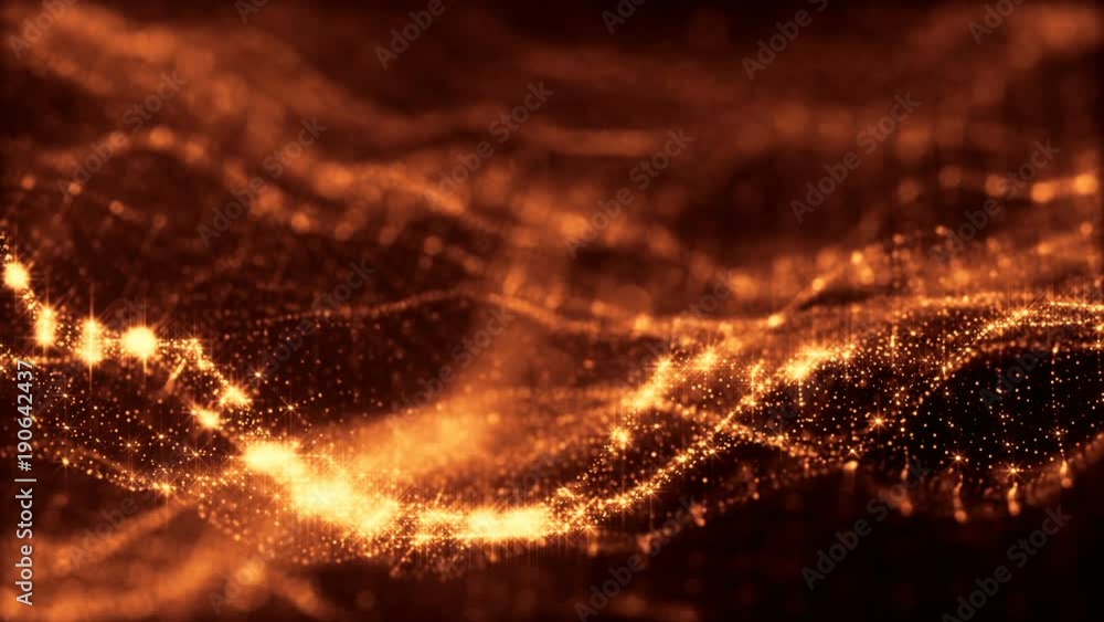 Virtual space with depth of field. Looped holographic gold background ...