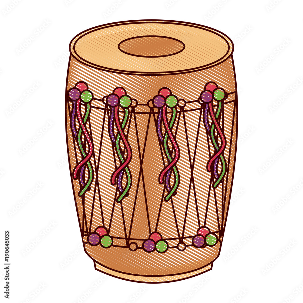 musical instrument punjabi drum dhol indian traditional vector ...