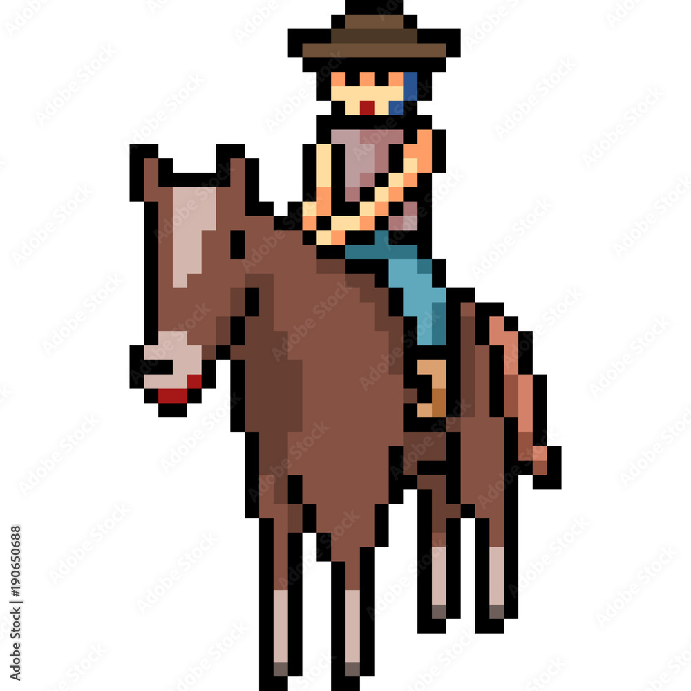 vector pixel art man ride horse Stock Vector | Adobe Stock