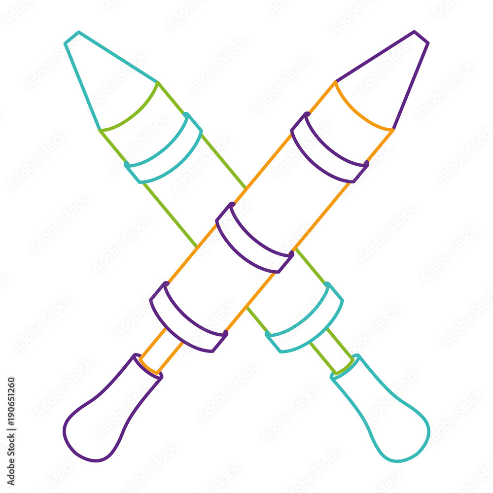 two tool object pichkari indian tradition vector illustration line ...