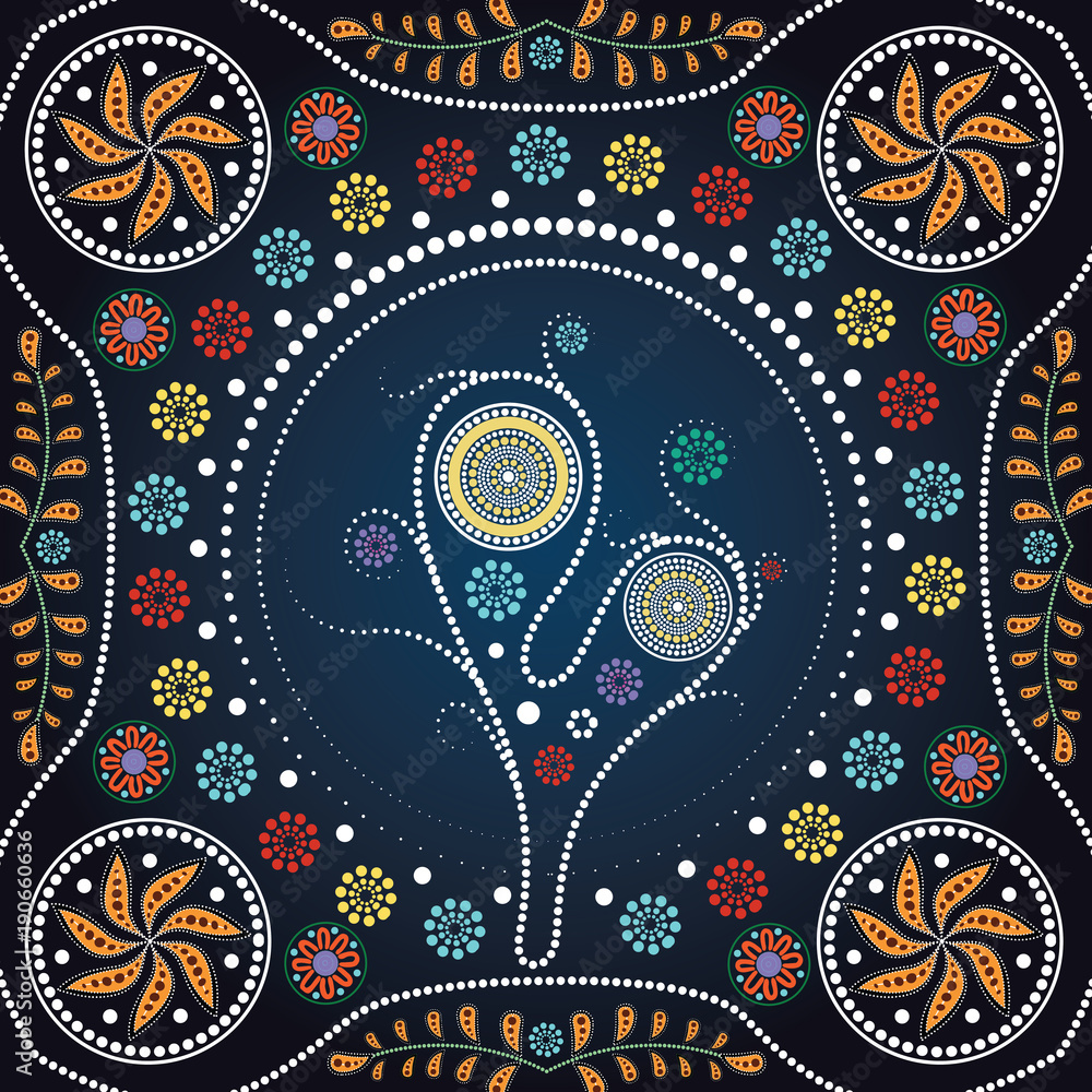 Aboriginal tree, Aboriginal art vector painting with tree. Illustration ...