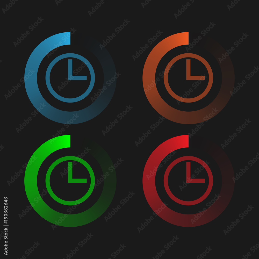 Circular neon loading. Color pie chart. Vector loading, upload ...