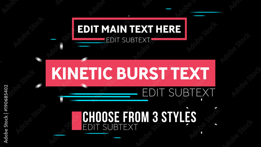 Kinetic Burst Titles Stock Template | Adobe Stock